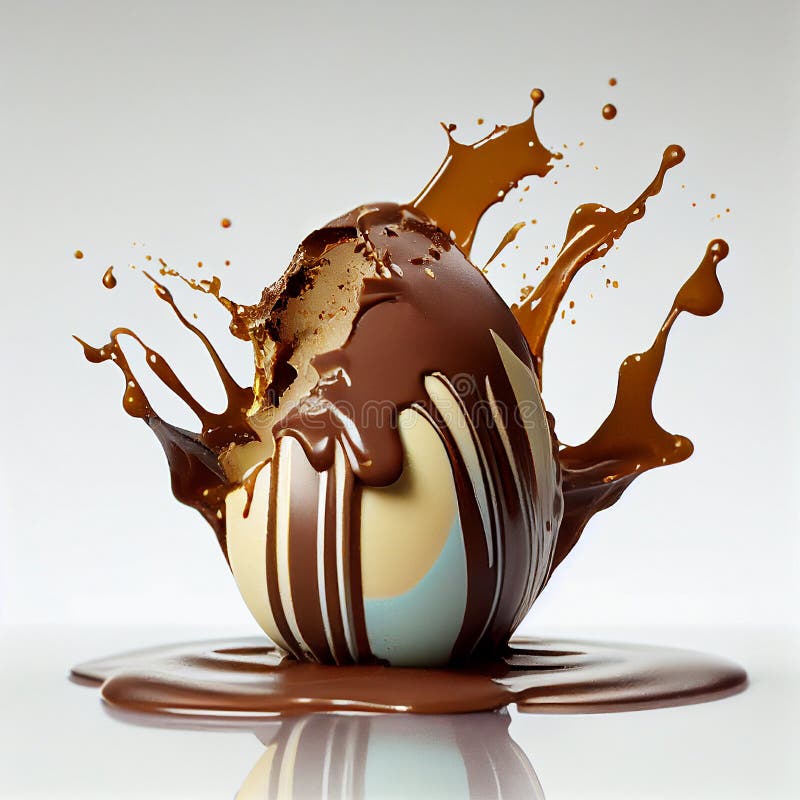 Chocolate Easter Egg with Splashes, Sweet Food, Spring Holiday ...
