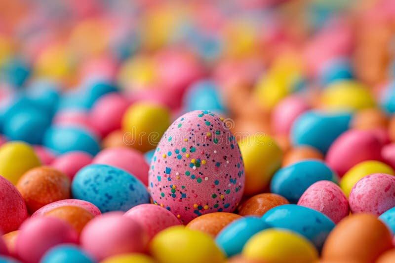 Chocolate Easter Egg Surrounded with Easter Chocolate Candies. Easter ...
