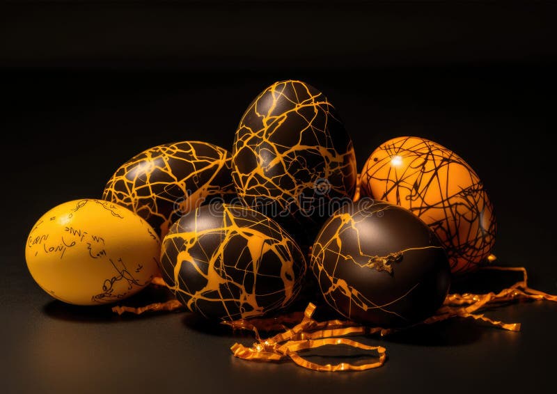 Chocolate Easter Eggs on a Dark Background Stock Illustration ...