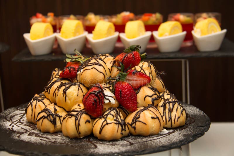 Chocolate Eclairs with Cream Filling Stock Image - Image of cream ...