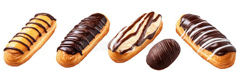 Chocolate Eclairs Variety Pack Isolated on White Stock Photo ...