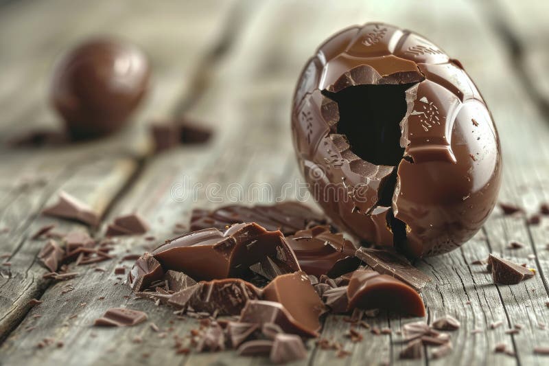Chocolate Egg, Broken Open Easter Egg, Copy Space Stock Illustration ...