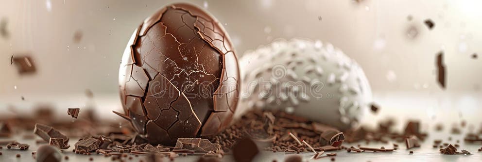 Chocolate Egg, Broken Open Easter Egg, Copy Space Stock Photo - Image ...