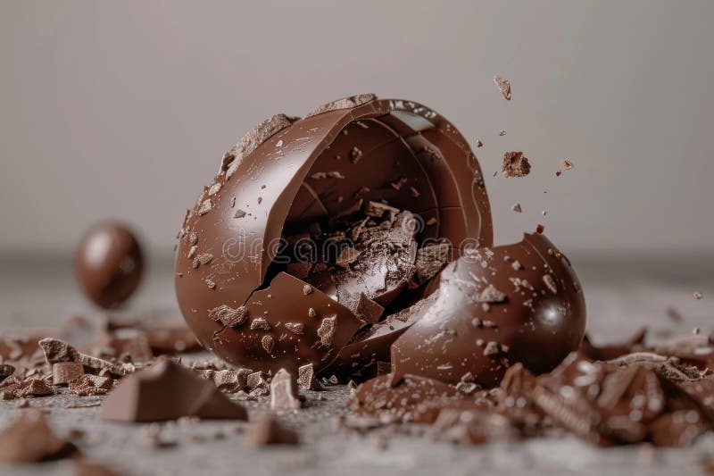 Chocolate Egg, Broken Open Easter Egg, Copy Space Stock Photo - Image ...