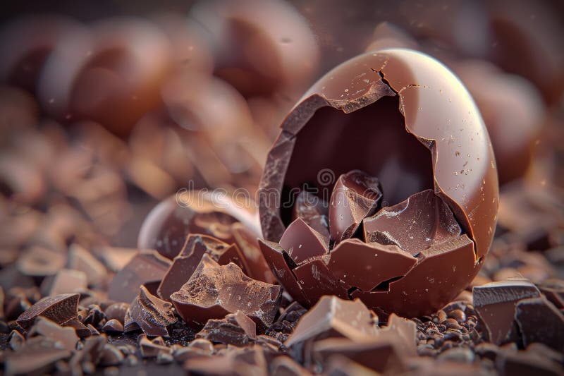 Chocolate Egg, Broken Open Easter Egg, Copy Space Stock Photo - Image ...