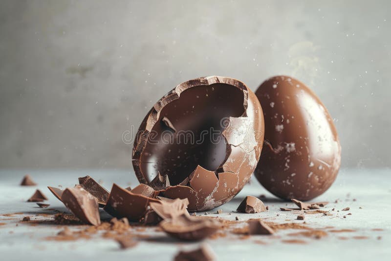 Chocolate Egg, Broken Open Easter Egg, Copy Space Stock Photo - Image ...