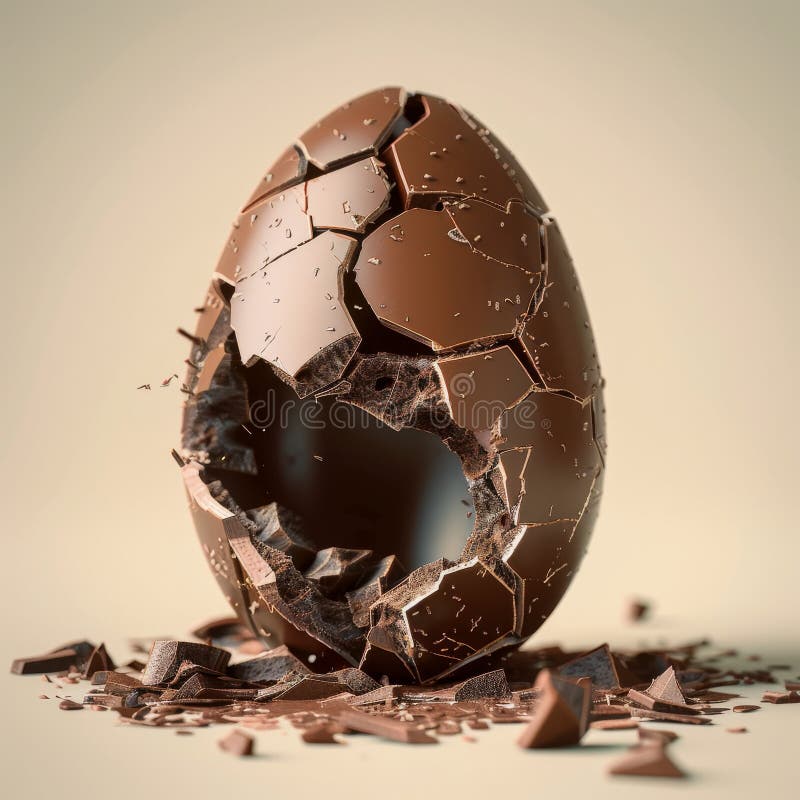 Chocolate Egg, Broken Open Easter Egg, Copy Space Stock Photo - Image ...