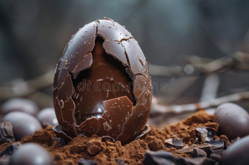Chocolate Egg, Broken Open Easter Egg, Copy Space Stock Photo - Image ...