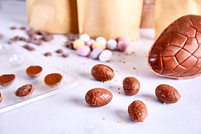 Easter Eggs Shaped Chocholate Close Up. Stock Photo - Image of ...