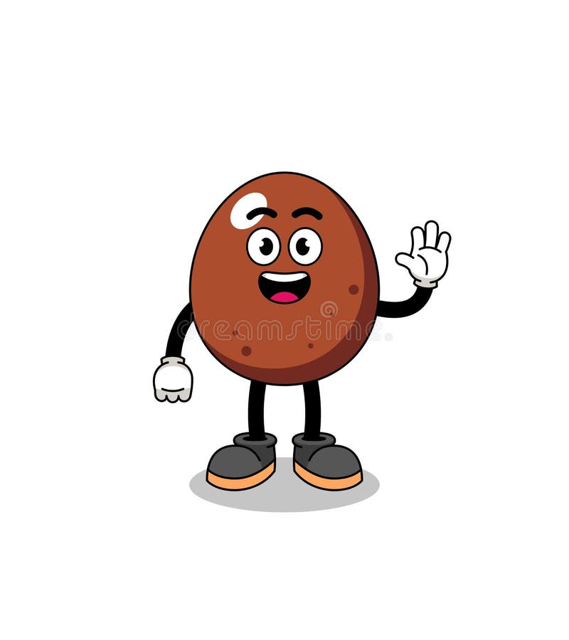 Chocolate Egg Cartoon Doing Wave Hand Gesture Stock Vector ...