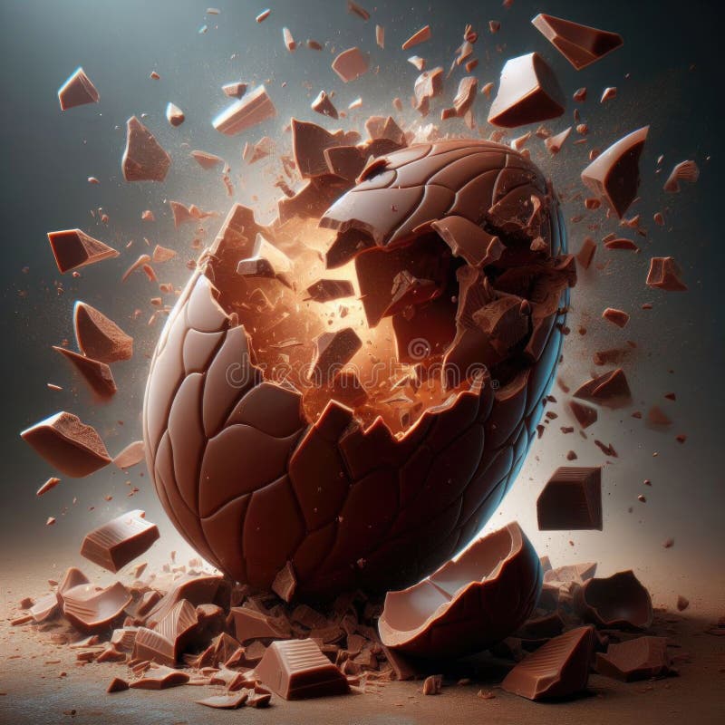 Chocolate Egg Explodes in Joyful Surprise for Easter Celebration Stock ...