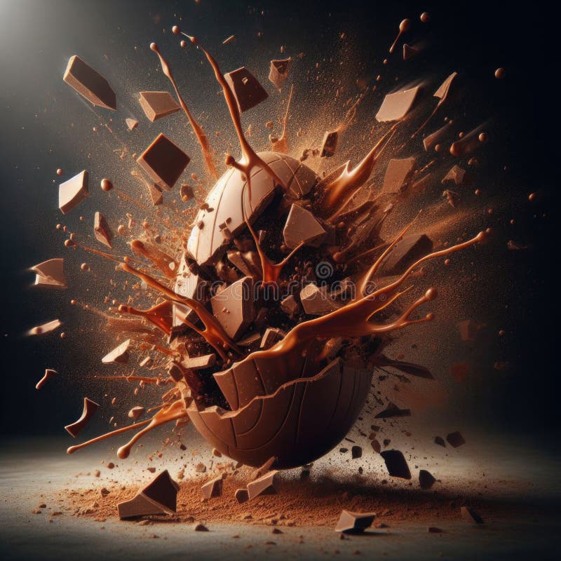 Chocolate Egg Explodes in Joyful Surprise for Easter Celebration Stock ...