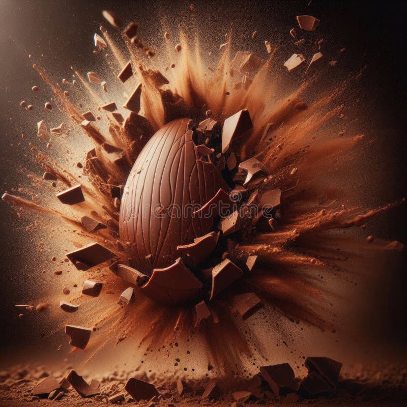 Chocolate Egg Explodes in Joyful Surprise for Easter Celebration Stock ...