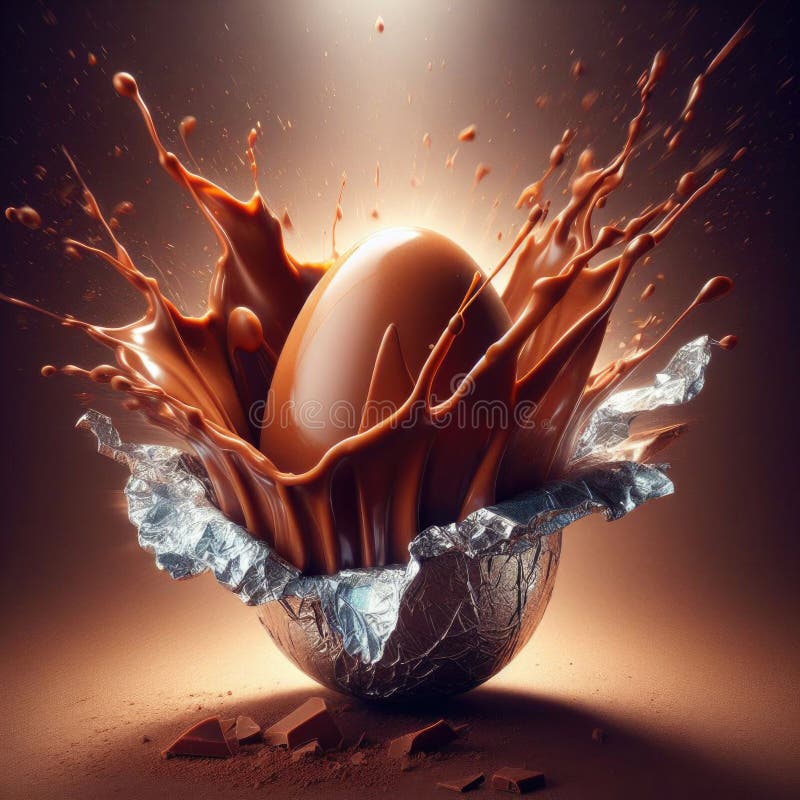 Chocolate Egg Explodes in Joyful Surprise for Easter Celebration Stock ...