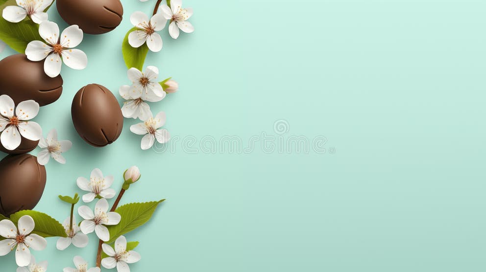 Chocolate Eggs Cherry Blossom Ai Generated Banner Background Copy Space ...