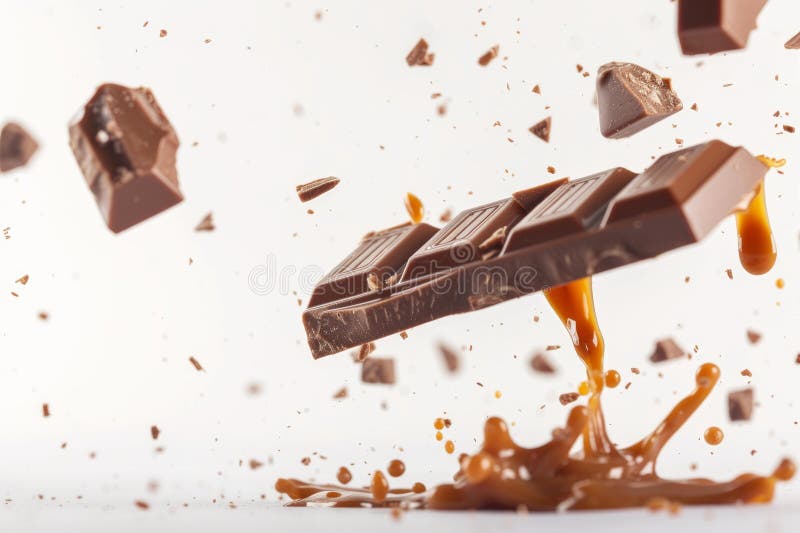 Chocolate Explosion with Caramel Drizzle Stock Photo - Image of candy ...