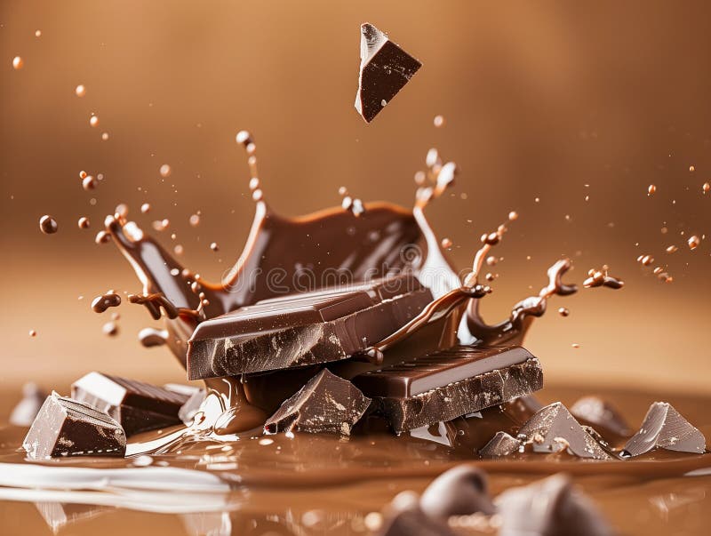 Chocolate Explosion with Chunks Soaring and a Splash of Liquid ...