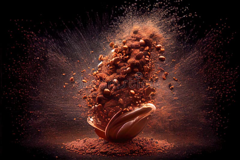 Chocolate Explosion. Frozen Chocolate Chips. 3d Illustration Stock ...