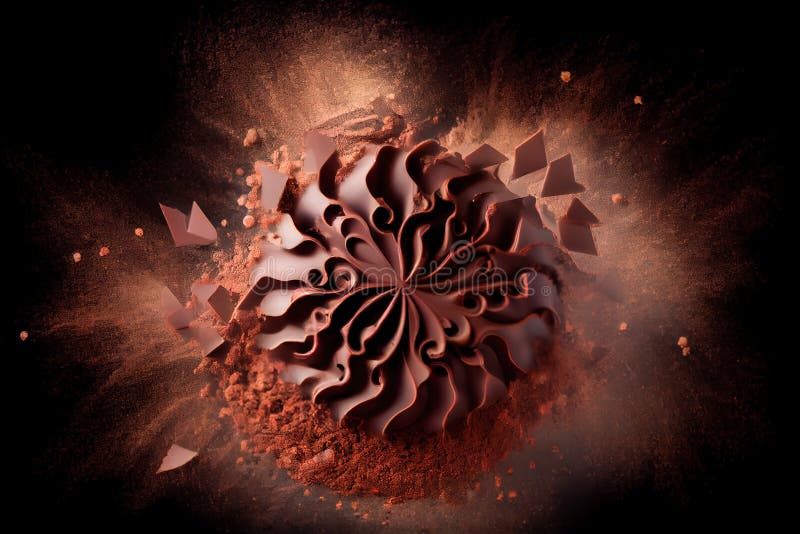 Chocolate Explosion. Frozen Chocolate Chips. 3d Illustration Stock ...