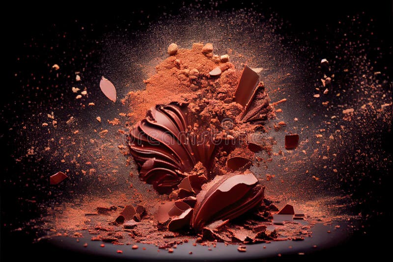Chocolate Explosion. Frozen Chocolate Chips. 3d Illustration Stock ...