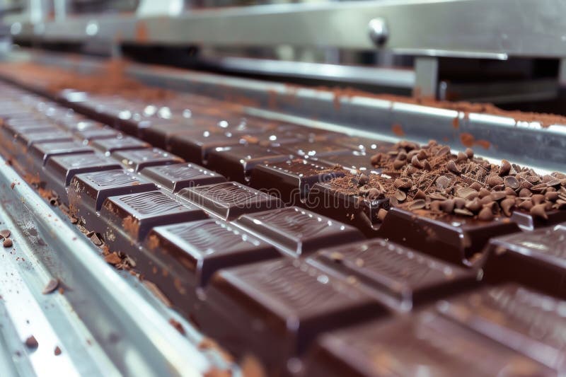 Chocolate Factory with Gears, Cogs, and Molten Chocolate Flowing Stock ...