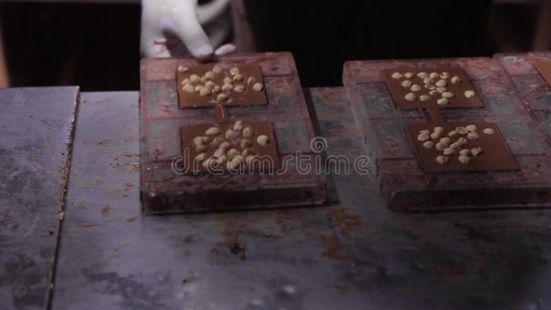 Chocolate Factory, the Process of Making Chocolate. Pouring Liquid ...