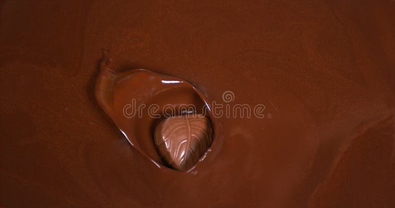 Chocolate Falling into Milk Chocolate Stock Image - Image of ...