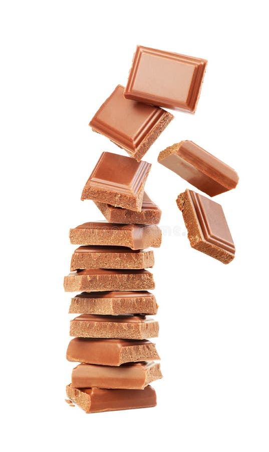 Chocolate Falling from a Stack Stock Photo - Image of block, motion ...
