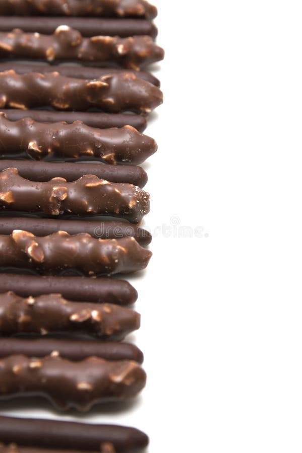 Chocolate Filled Biscuit Sticks on White Background : Dessert Image ...