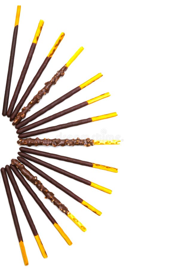 Chocolate Filled Biscuit Sticks on White Background : Dessert Image ...