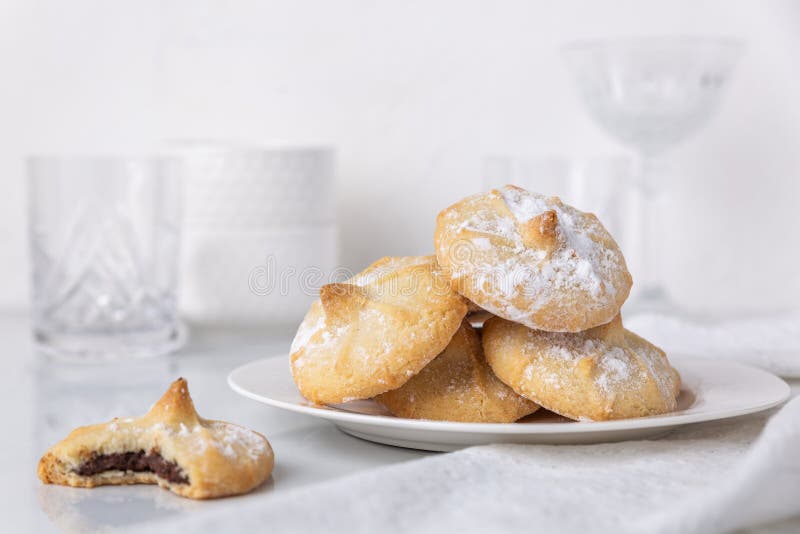 Chocolate Filled Shortbread Cookies in a White Kitchen Stock Photo ...