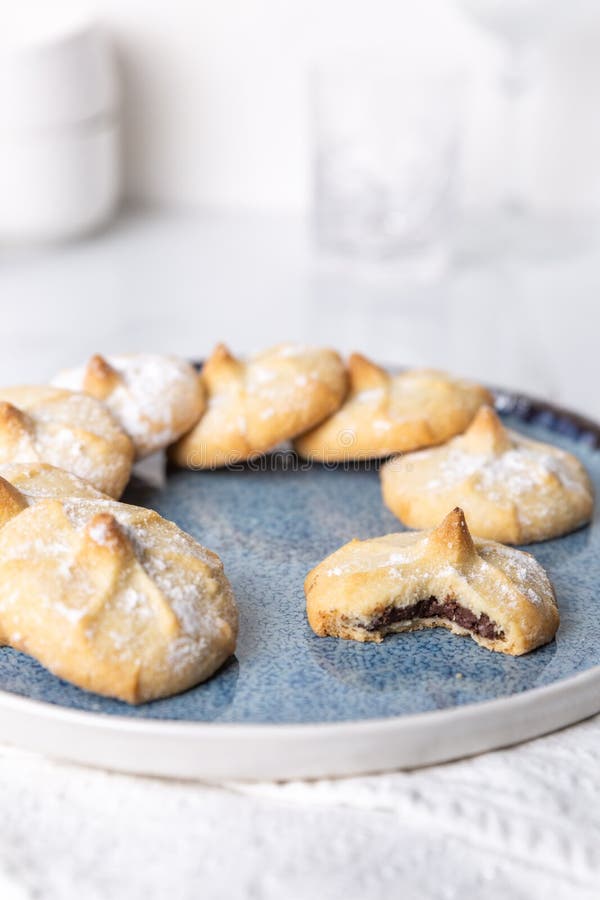 Chocolate Filled Shortbread Cookies in a White Kitchen Stock Image ...