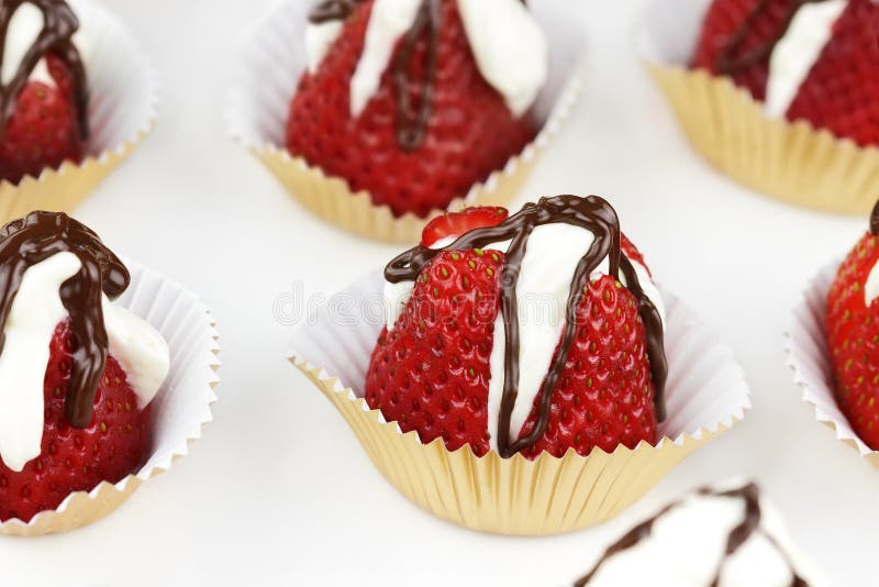 Chocolate Filled Strawberries Stock Image - Image of mousse, pudding ...