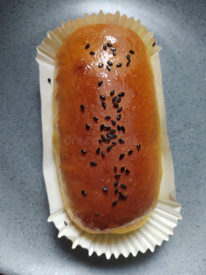 Chocolate Filled Sweet Bread with Sesame Topping Stock Image - Image of ...