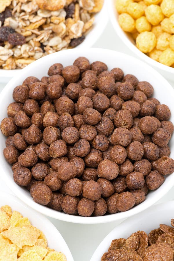 Chocolate Flakes and Breakfast Cereals, Close-up Stock Image - Image of ...