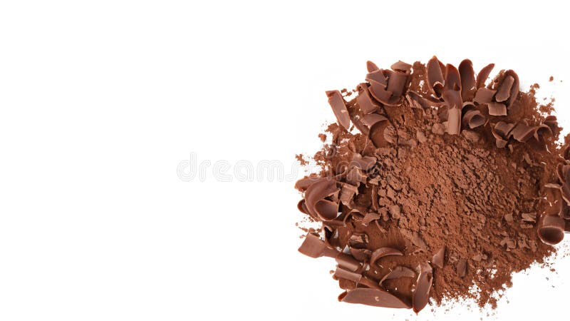Chocolate Flakes and Powder Isolated on White Background. Generative Ai ...