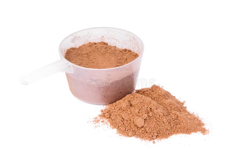 Chocolate Flavor Whey Protein Powder Isolated on White Stock Image ...