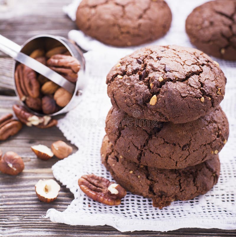 Chocolate flavored cookies stock photo. Image of food - 74442296