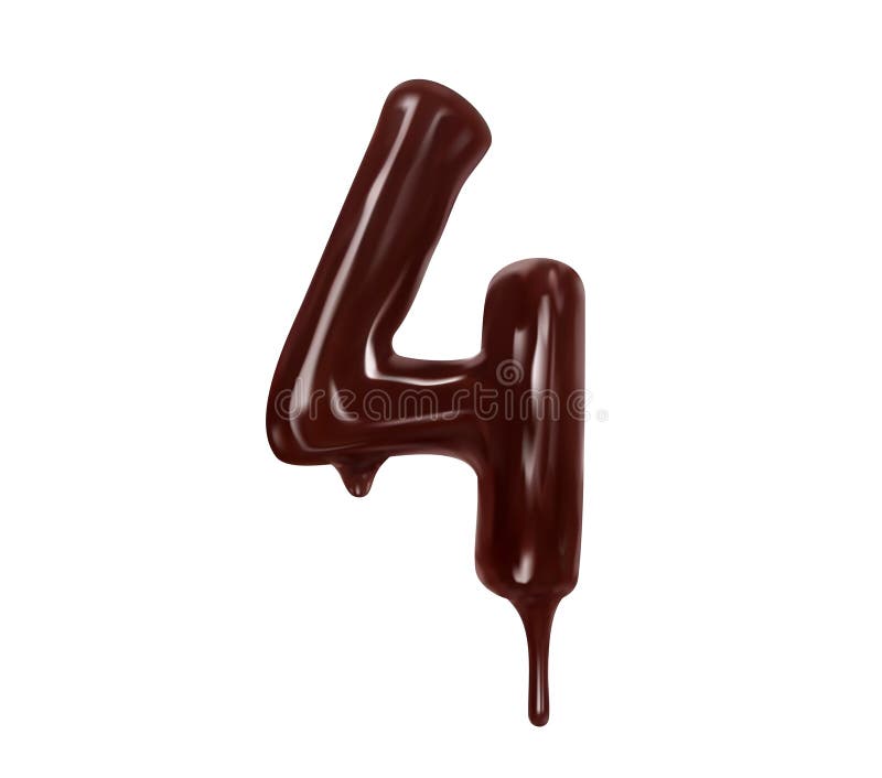 Chocolate Flow Number 4 Four Font with Choco Drips Stock Vector ...