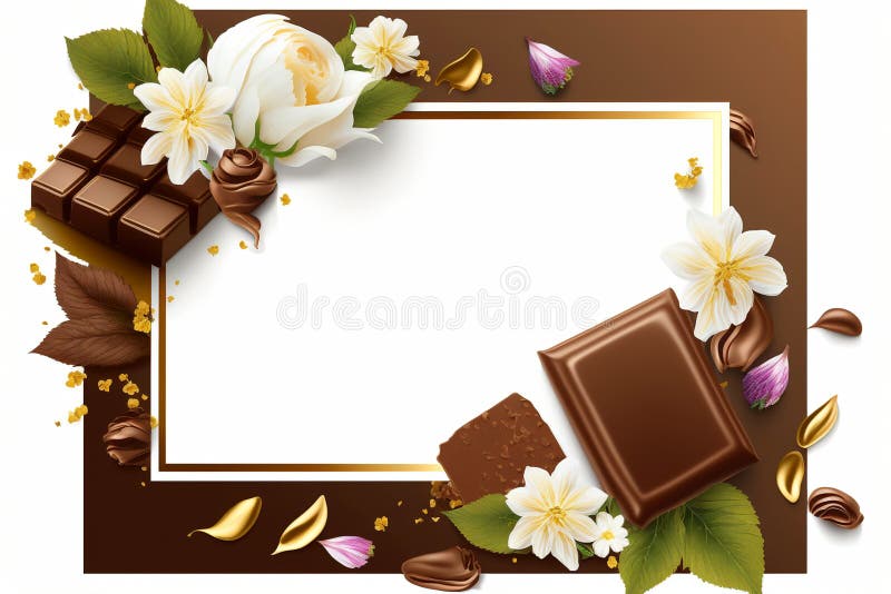 Chocolate and Flowers Frame Card Design, Illustration Generated by AI ...