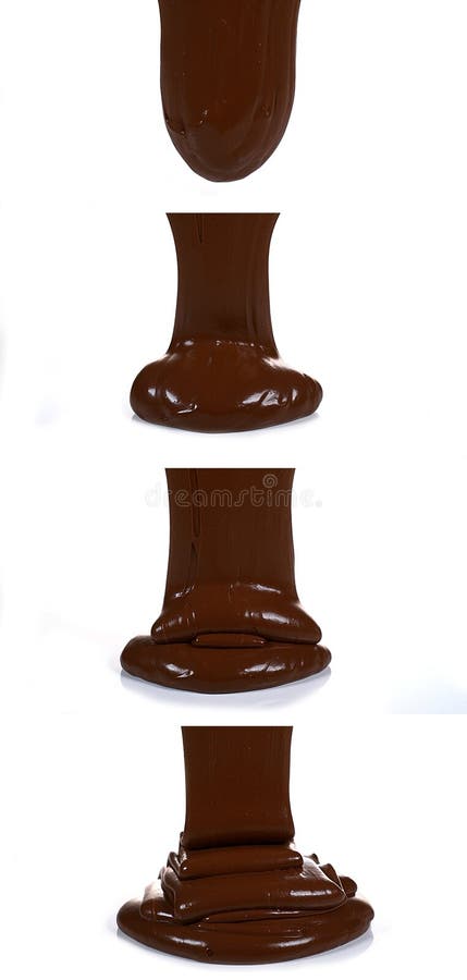 Chocolate Flowing on White Background Stock Photo - Image of recipe ...