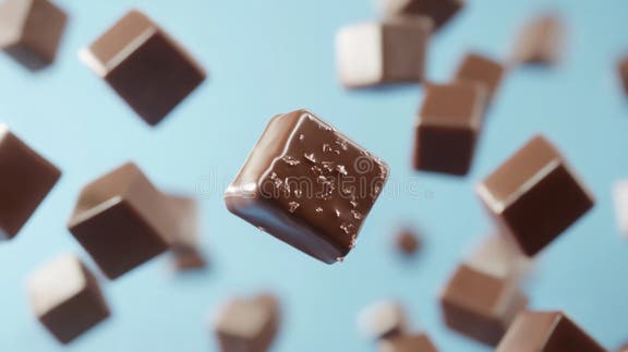 Chocolate with Flying Pieces Flying, Creating a Dynamic Composition ...