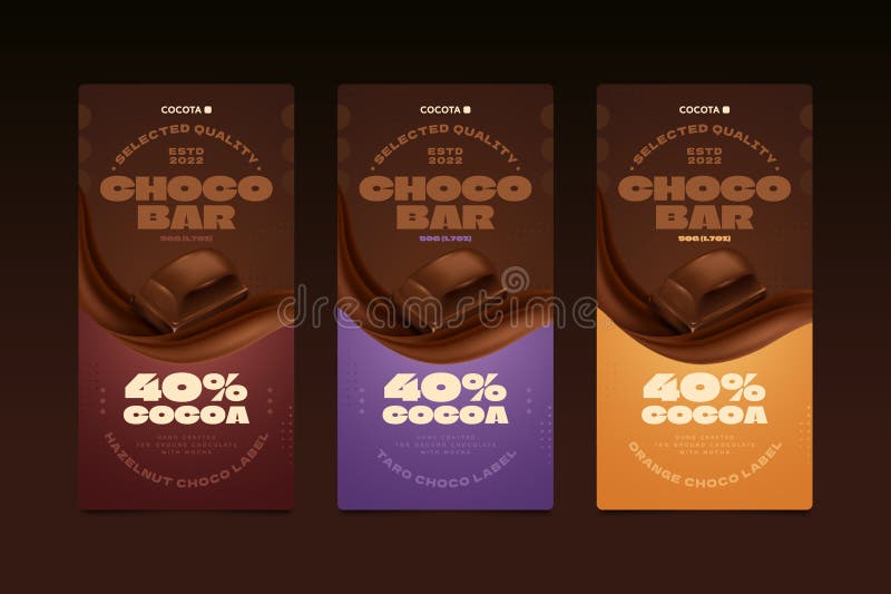 Chocolate Food Label Set in Realistic Style Stock Illustration ...