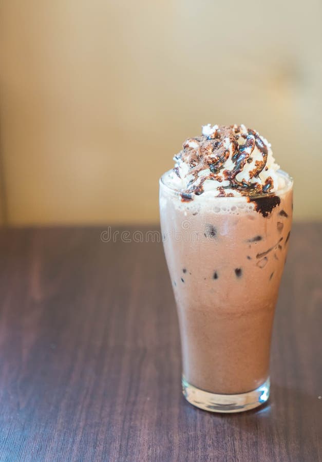 Chocolate Frappe with Cream Topping Stock Image - Image of foam, iced ...