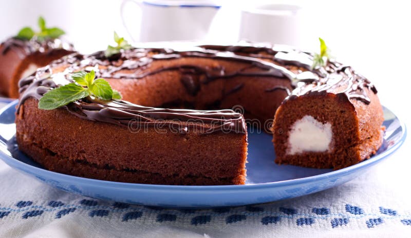 Chocolate Freezer Cake with Ice Cream Stock Photo - Image of cold ...