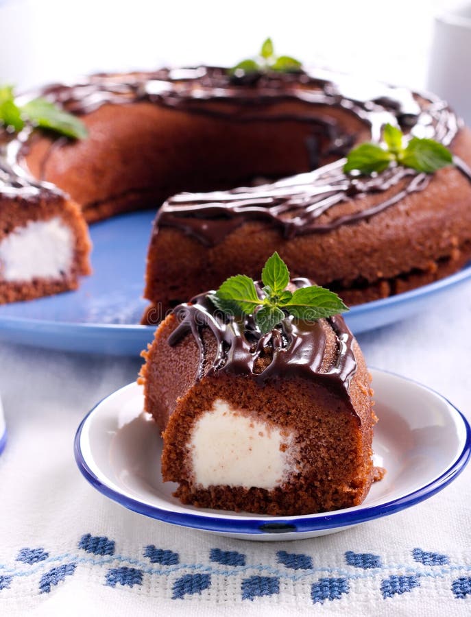 Chocolate Freezer Cake with Ice Cream Stock Image - Image of brunch ...