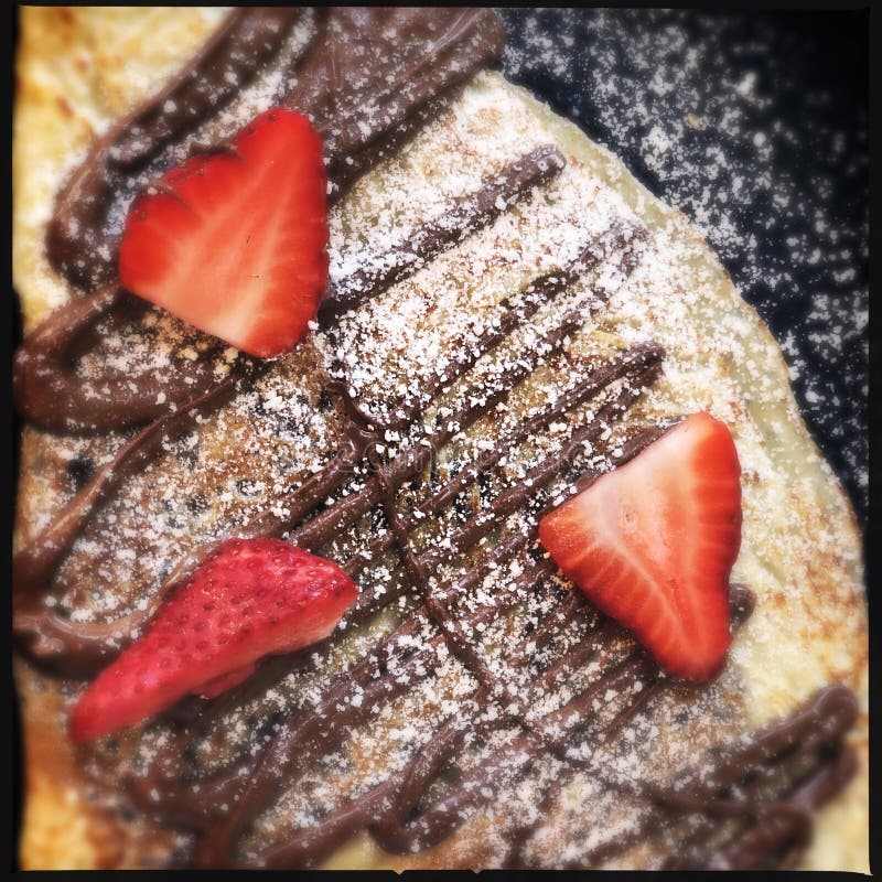 Chocolate and fruit crepe stock image. Image of delicious - 123399177