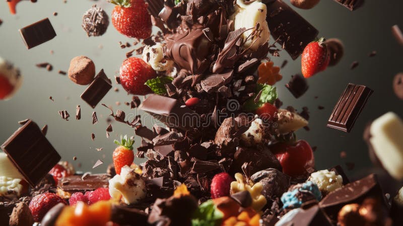 Chocolate and Fruit Explosion: a Dynamic Food Photography Image Stock ...