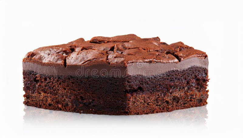 Chocolate Fudge Brownie Cake, Side View on Isolate White Background ...