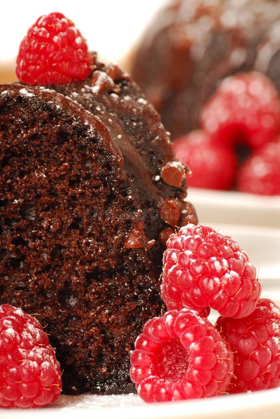 Chocolate Fudge Cake with Raspberries Stock Image - Image of gourmet ...